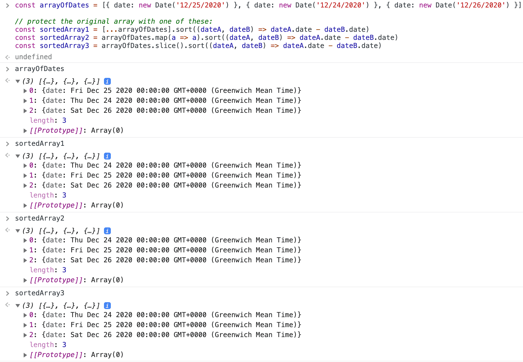 How To Sort An Array By Date In JavaScript Atomized Objects
