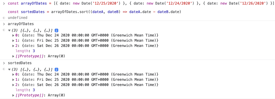 How To Sort An Array By Date In JavaScript Atomized Objects
